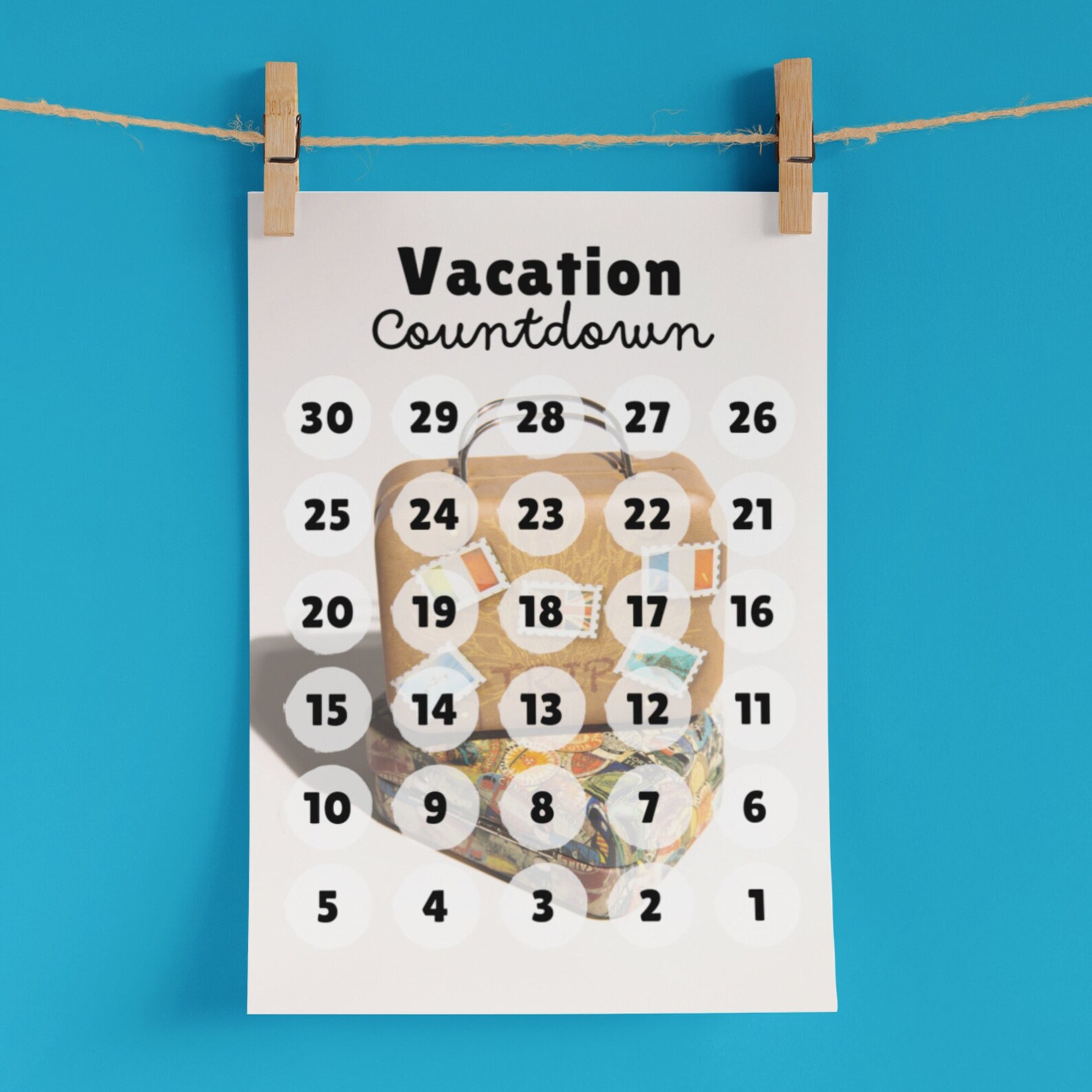 Vacation Countdown | Printable Countdown Calendar | 30 Days | PDF ...
