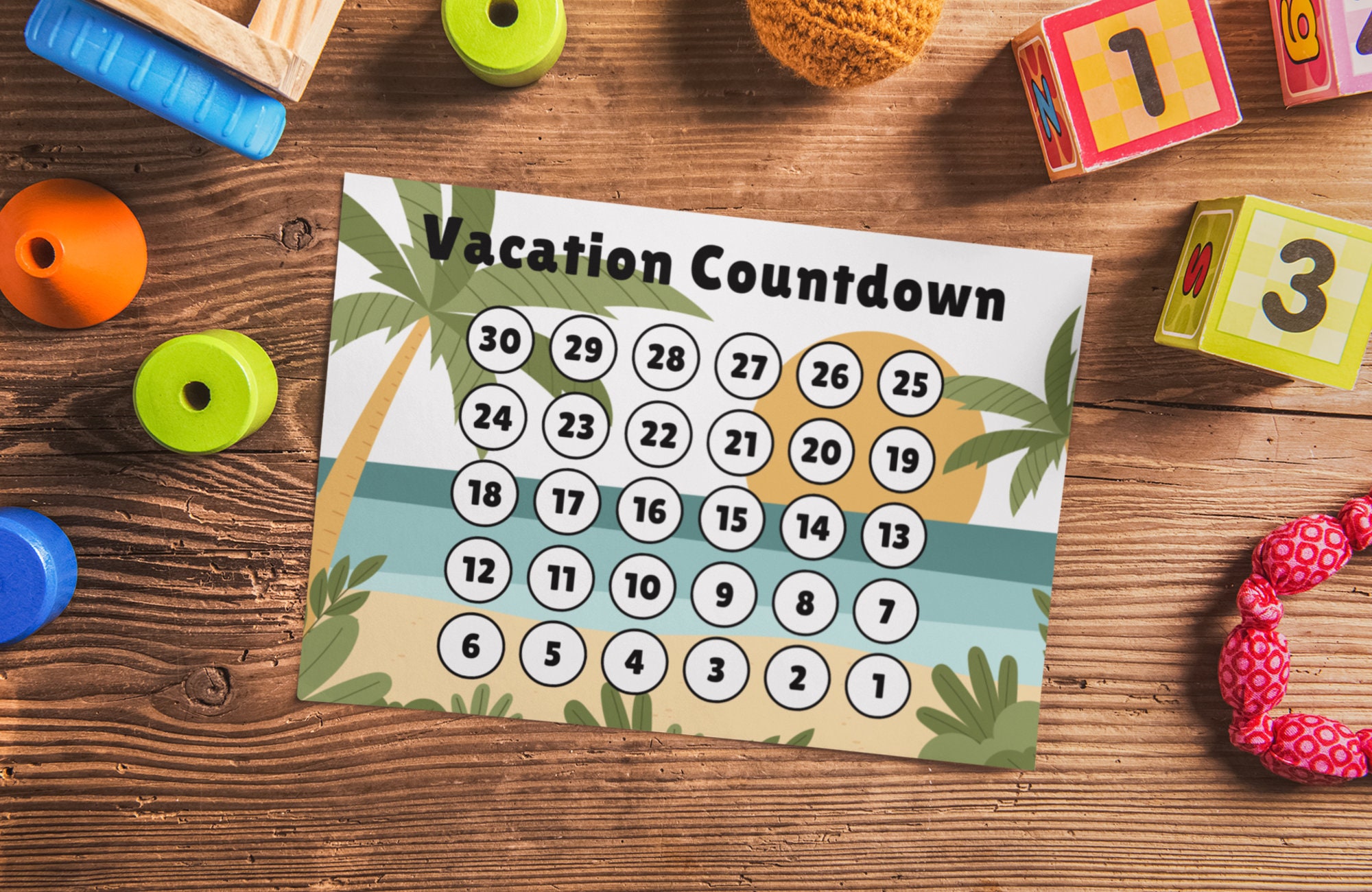 Vacation Countdown | Printable Countdown Calendar | 30 Days | PDF ...