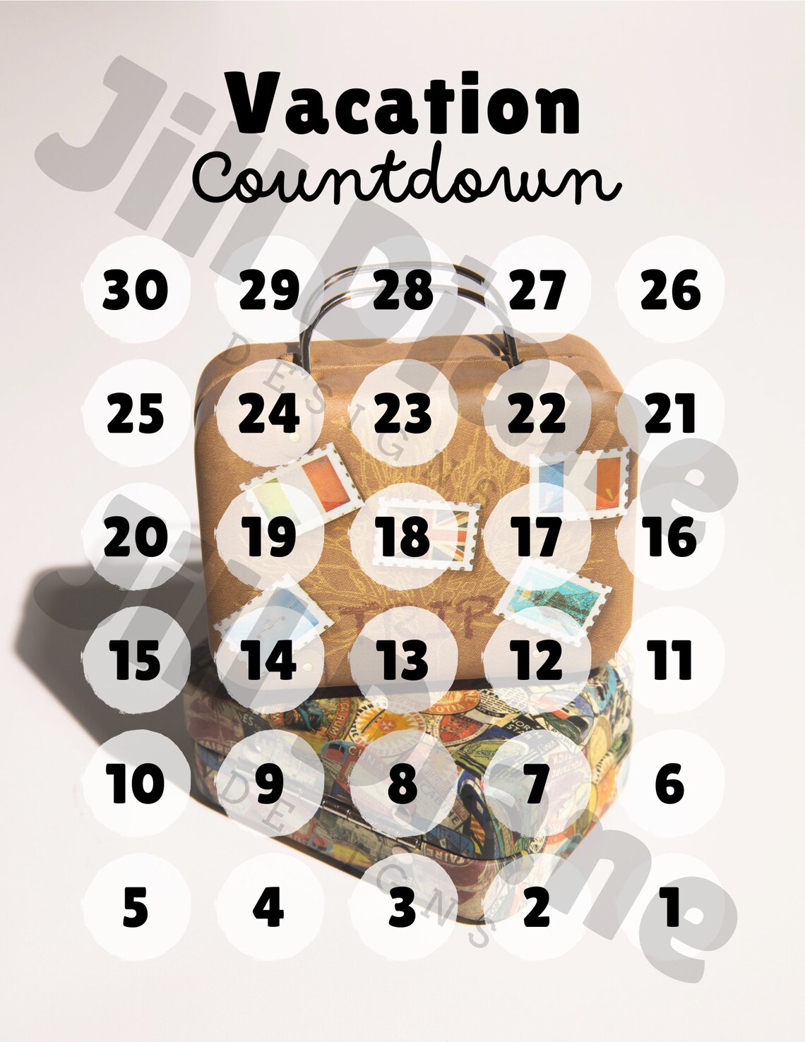 Vacation Countdown | Printable Countdown Calendar | 30 Days | PDF ...
