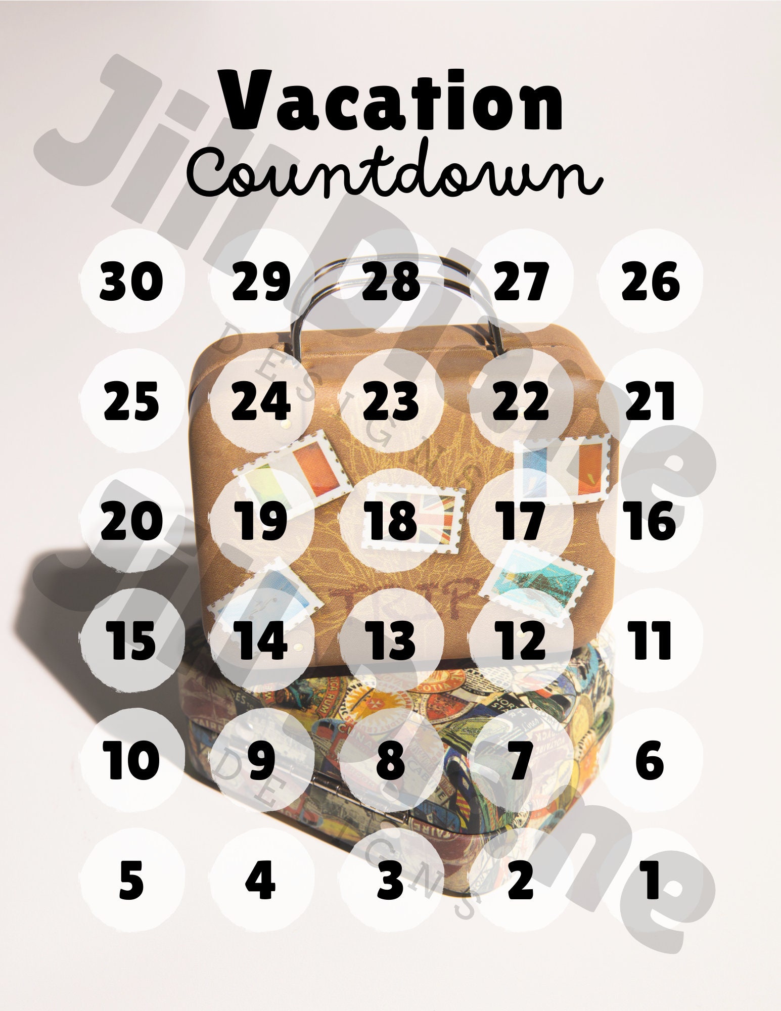 Vacation Countdown | Printable Countdown Calendar | 30 Days | PDF ...