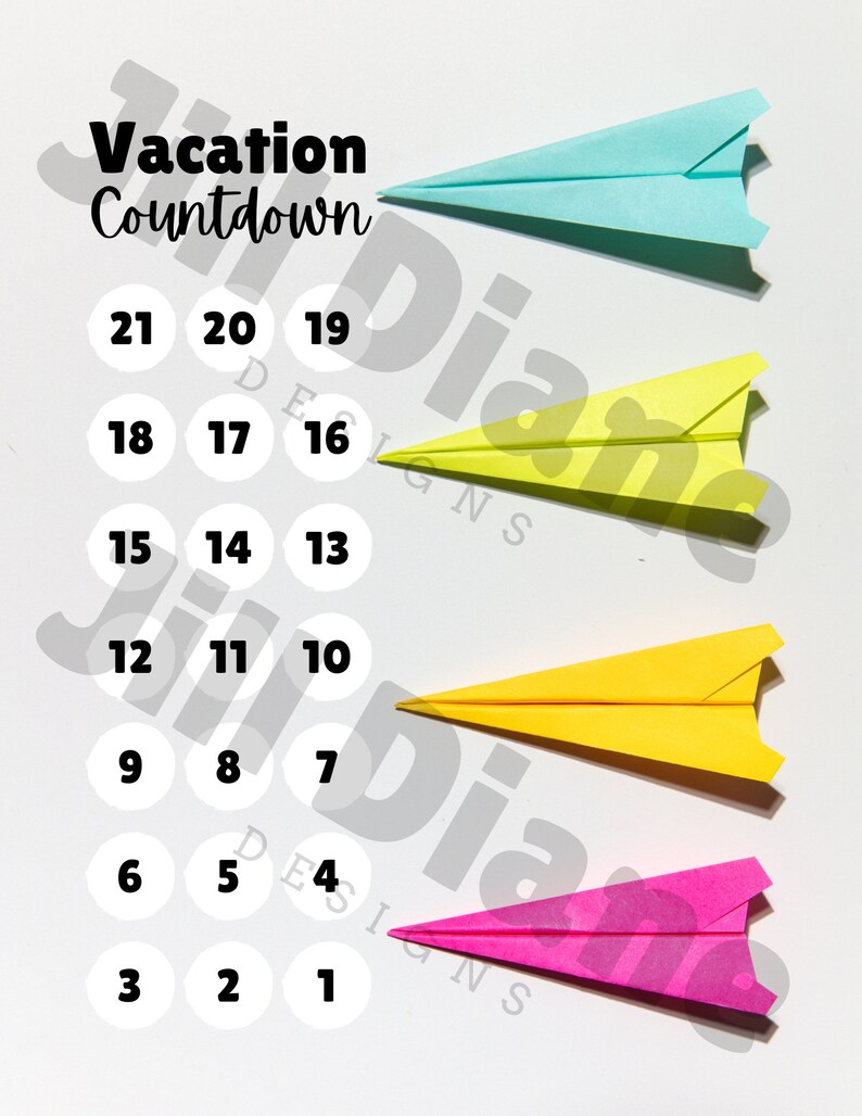 Vacation Countdown | Printable Countdown Calendar | 21 Days | Three ...