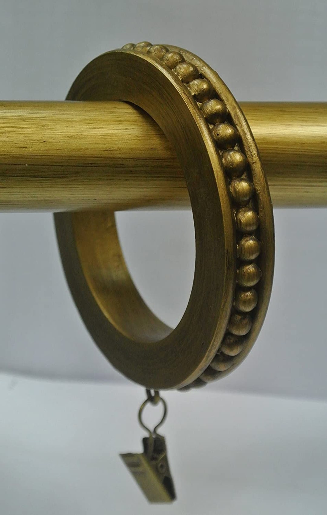 Set of 4 Large Beaded Edge Designer Curtain Rings With Clips, Inner ...