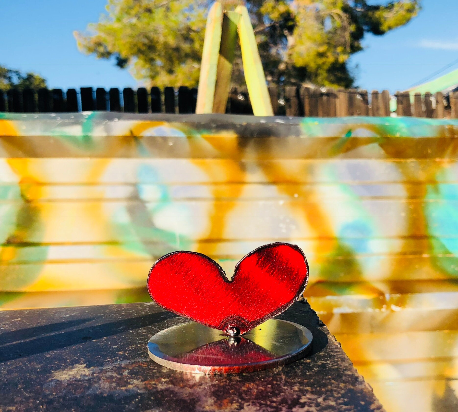 Steel Heart Sculptures Two Small Size Hearts on One Base - Etsy