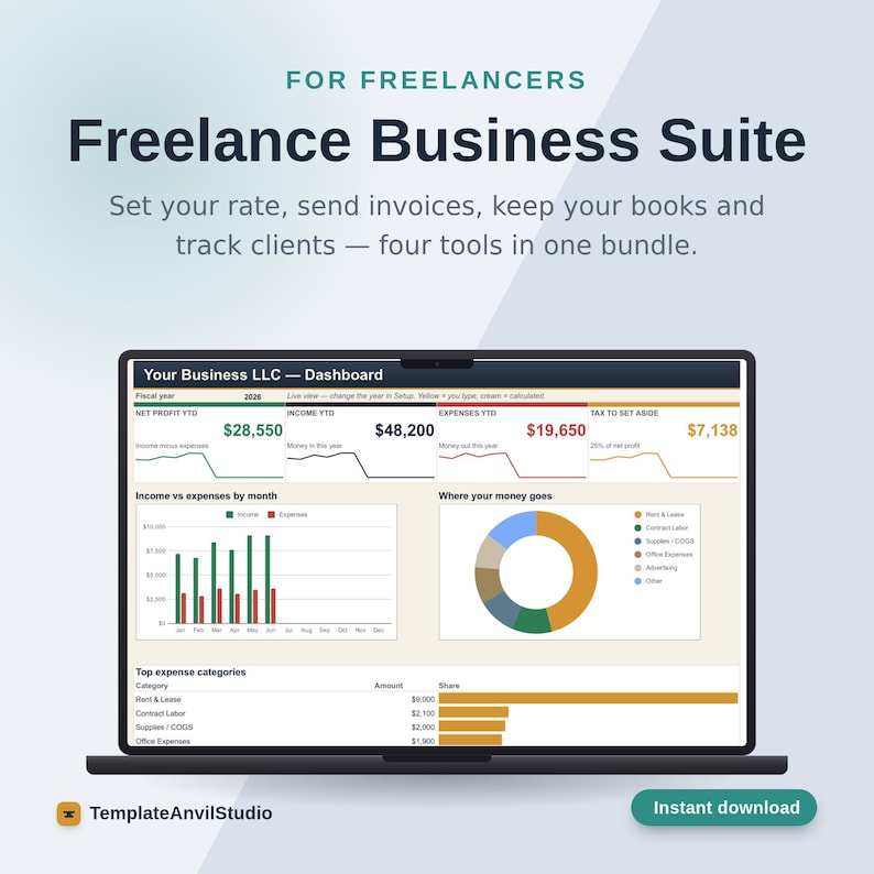 Invoice Tracker, Bookkeeping & Client CRM Bundle - Rate Calculator ...