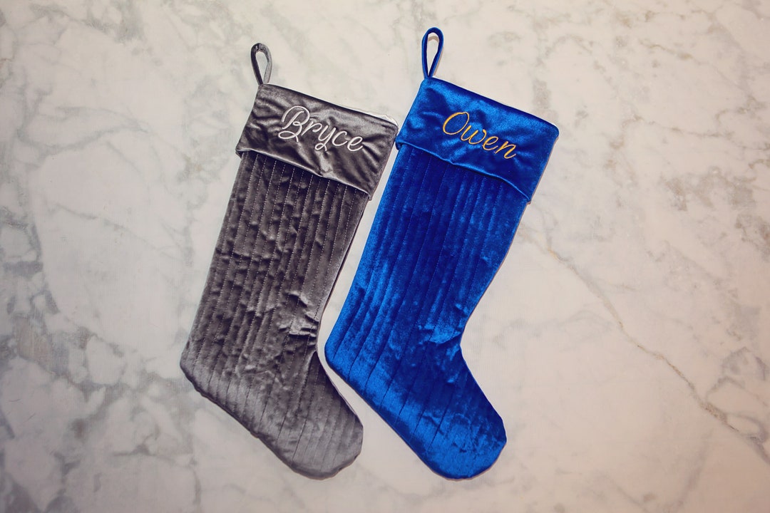 Set of 2 - Custom Large Velvet Christmas Stockings - Monogrammed ...