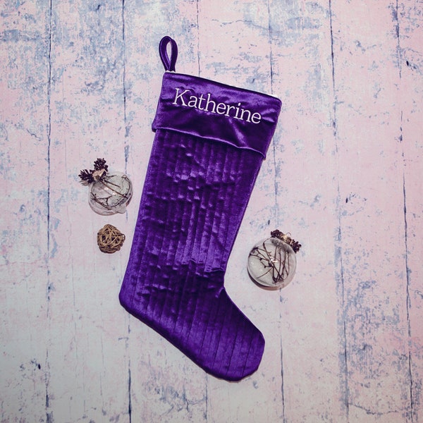 Embroidered Velvet Stocking - Etsy