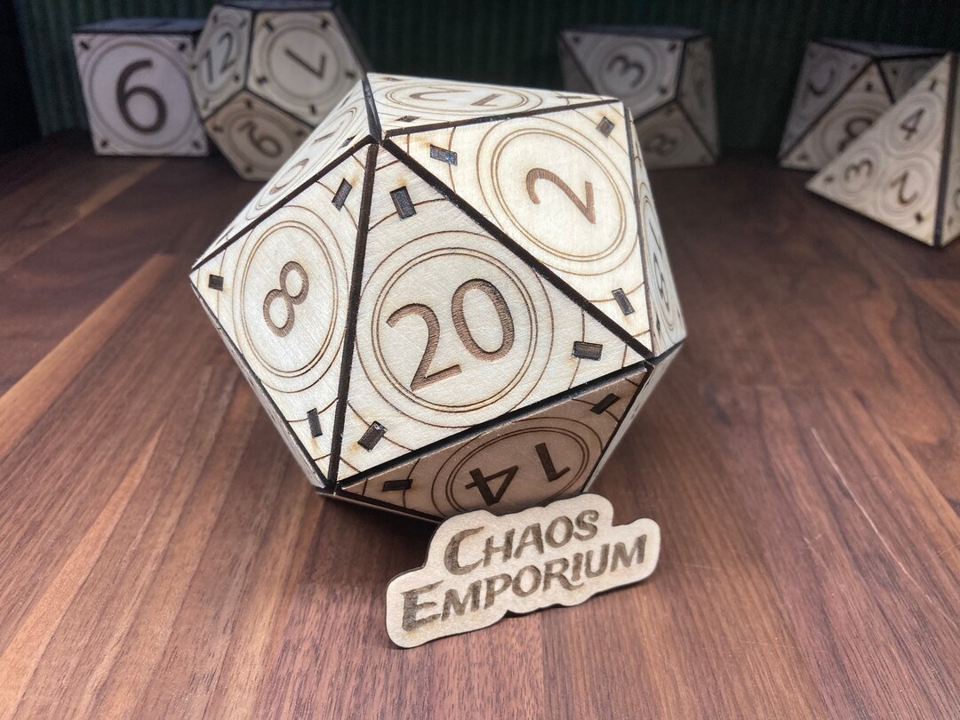 100mm Giant Wooden D20, Large Number Dice | Kit or Assembled ...