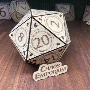 100mm Giant Wooden D20, Large Number Dice | Kit or Assembled ...