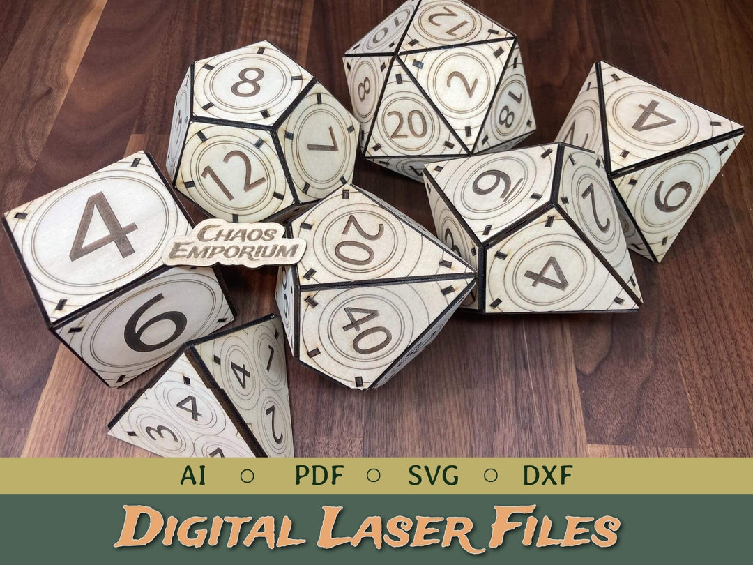 100mm Polyhedral Wooden Dice FILES, Full Set | DIGITAL FILES for Laser ...