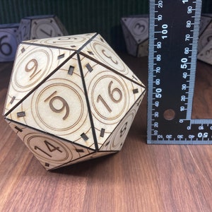 100mm Giant Wooden D20, Large Number Dice | Kit or Assembled | Icosahedron | Laser Cut ...