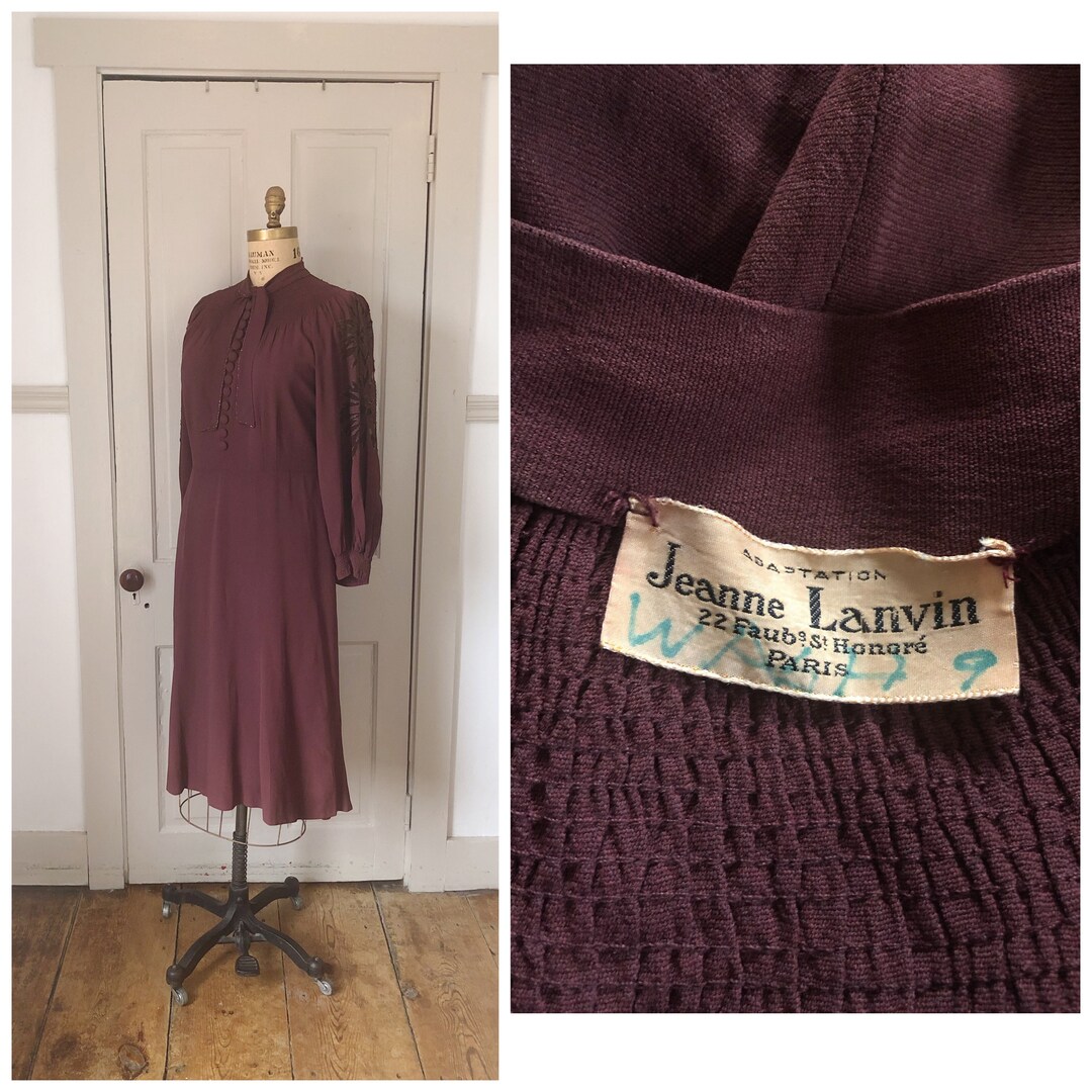 Where Romance Stood 1930s Jeanne Lanvin Adaptation Long Sleeve Burgundy ...