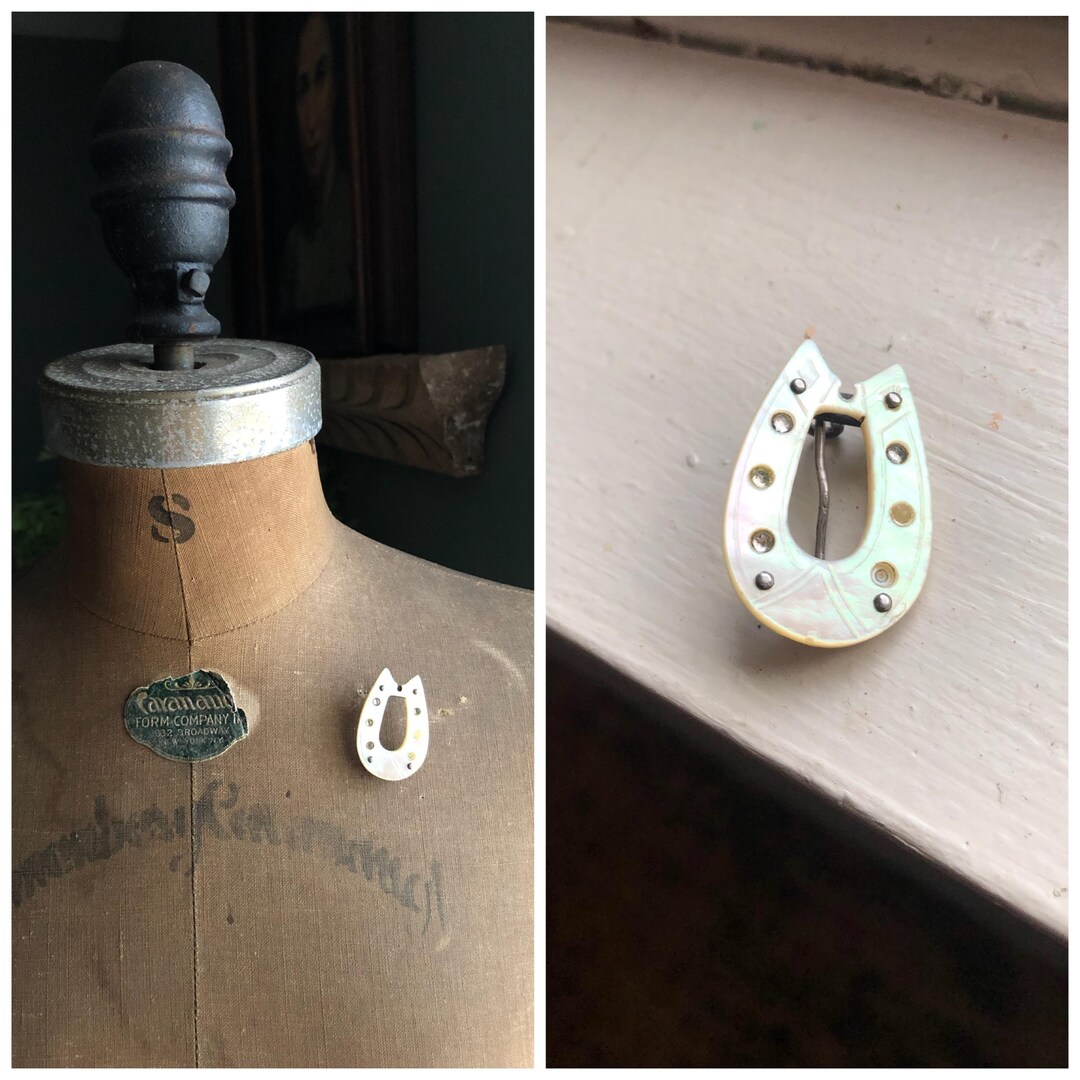 Such Good Luck Antique Mother of Pearl Horseshoe Brooch/pin/good Luck ...