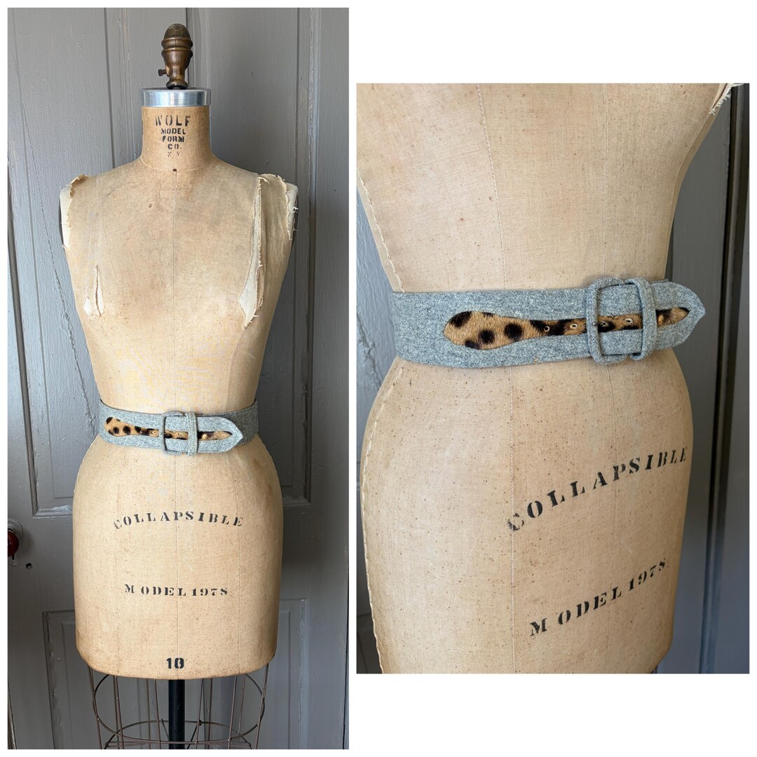 Little Minx 1950s Grey Wool/leopard Print Fur Belt/size Small/25”-28 ...