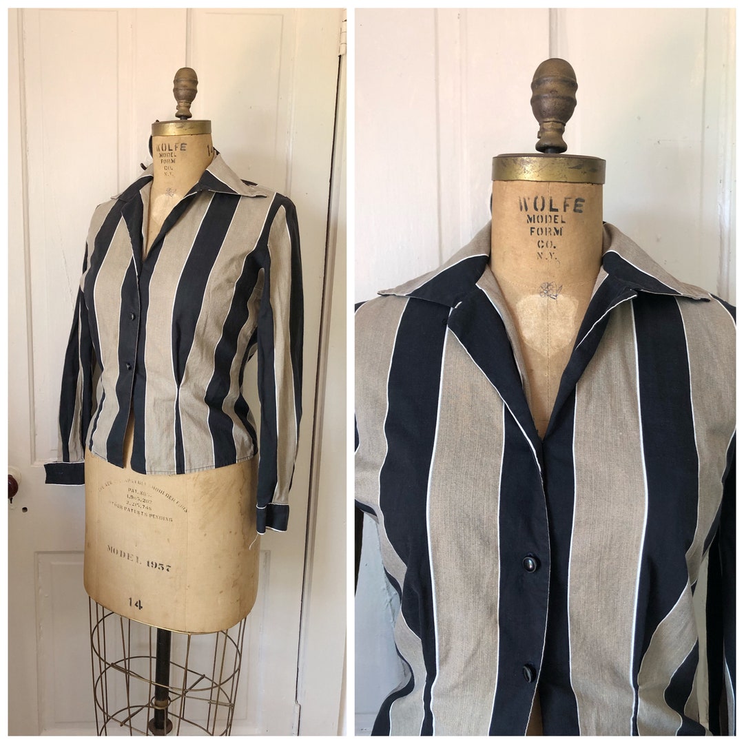 Hit the Road 1950s Dorothy Korby Long Sleeve Black and Taupe Vertical ...