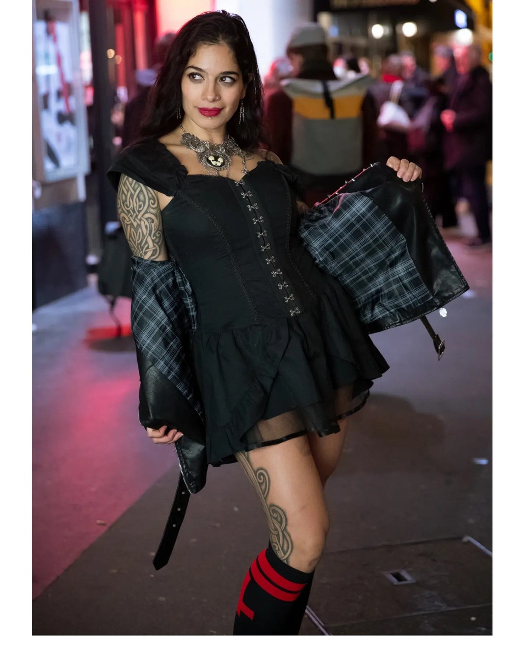 Maxi Silver Lace Bib Necklace Goth Pentagram Moon Cross the Conjuring ...