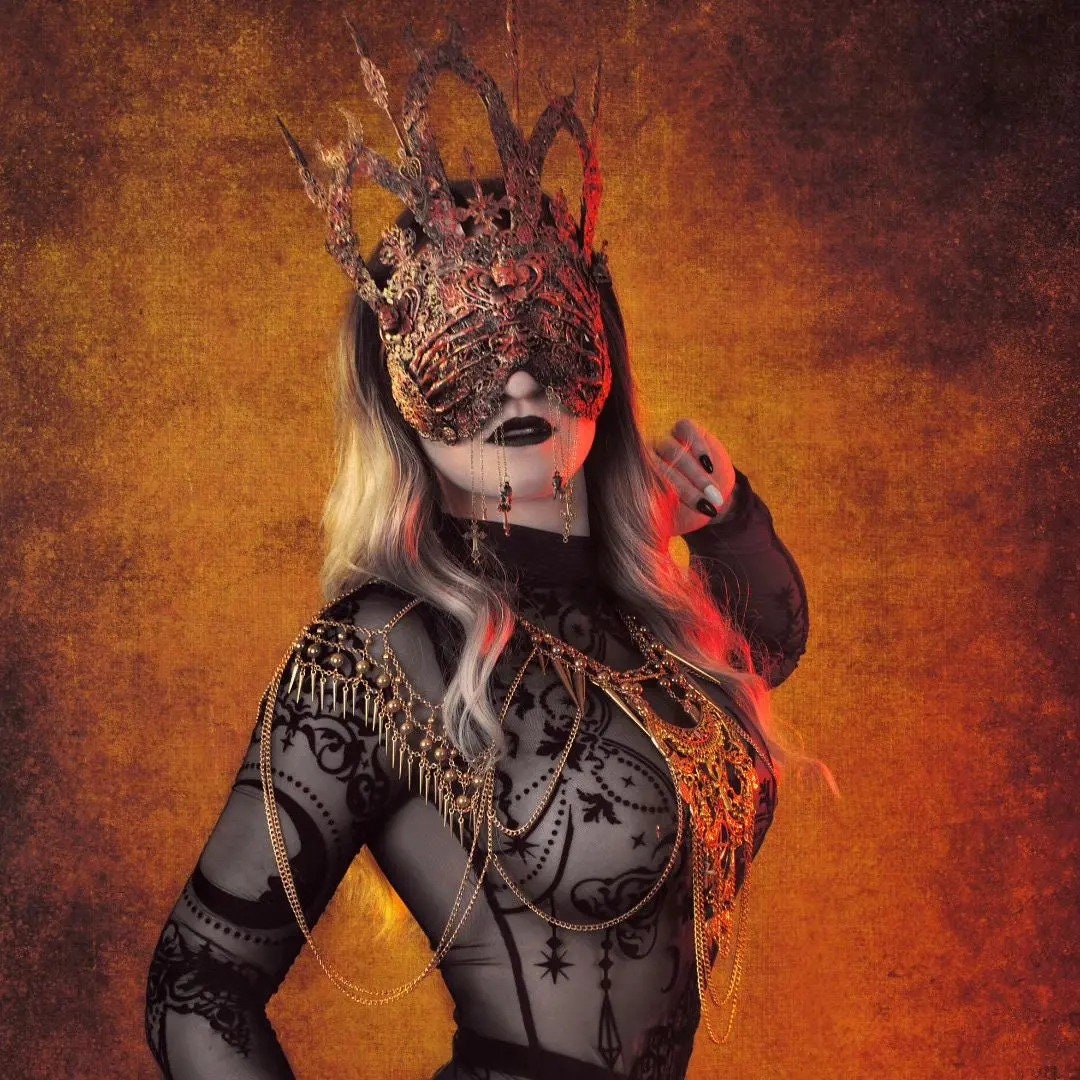 Golden Necklace Armor Belly Dance Goth Egyptian Ankh 666 Inferno Witch 666 - Etsy