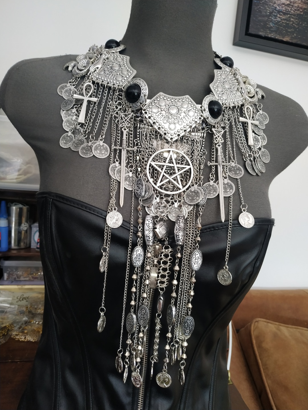 Silver Belt Tribal Belly Dance Pentagram Gothic Snake Ankh - Etsy