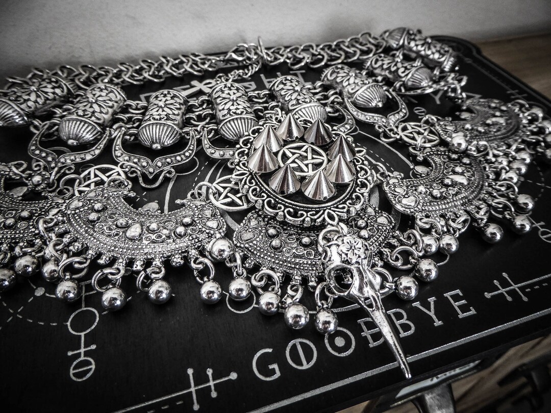 Necklace Tribal Plastron Lace Pentagram Suede 666 Vampiria 666 - Etsy