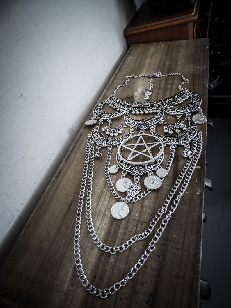Necklace Maxi Plastron Moon Silver Skull Calavera Bibiana - Etsy Necklace Maxi Plastron Moon Silver Skull Calavera Bibiana - Etsy