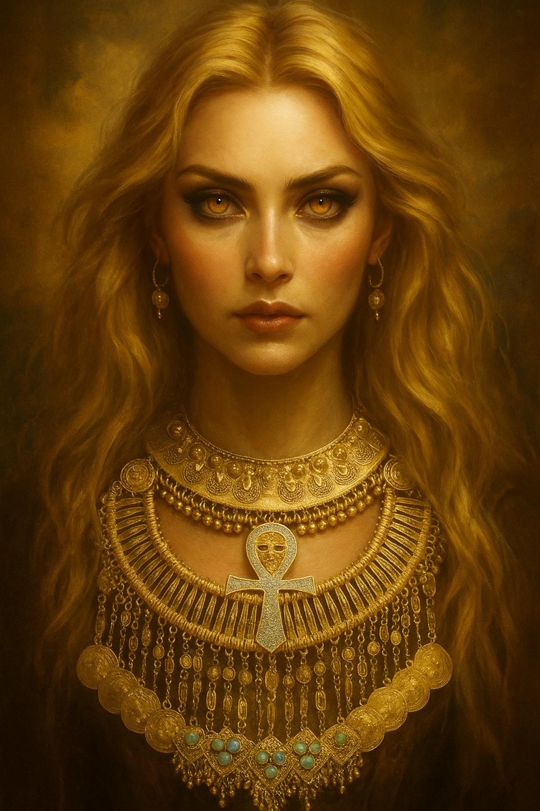 Gold Tribal Necklace Pieces Ankh Rhinestone Egyptian - Etsy