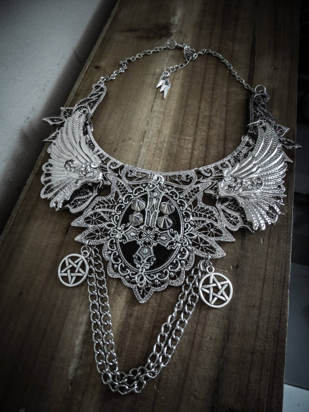 Silver pentagram lace spikes 666 666 Crucifix cross | Etsy