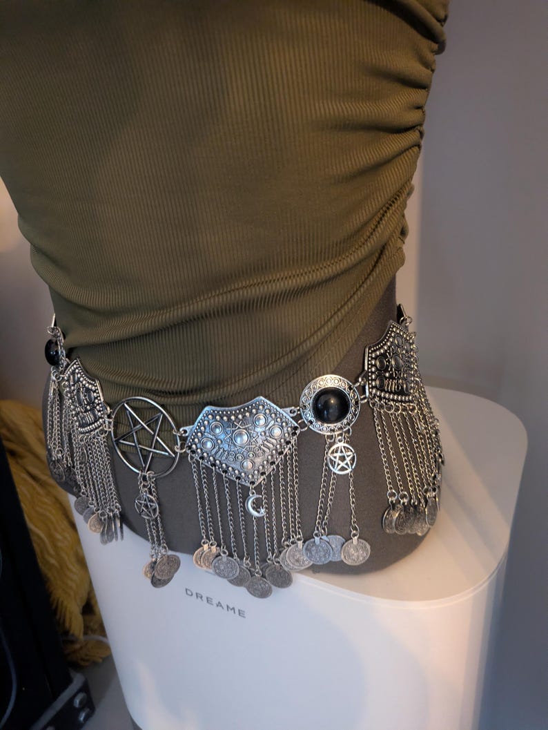 Silver Belly Dance Belt Pentagram Moon - Etsy