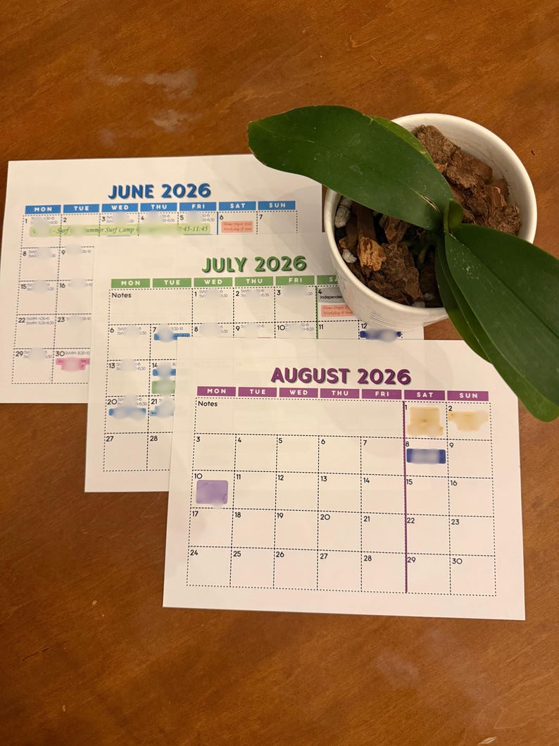 2026 Summer Planning Calendar Template - Etsy Canada