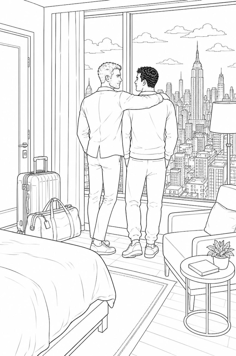 Cozy Coloring Book MLM Romance| LGBT Couple Gift | Slow Living Scenes ...