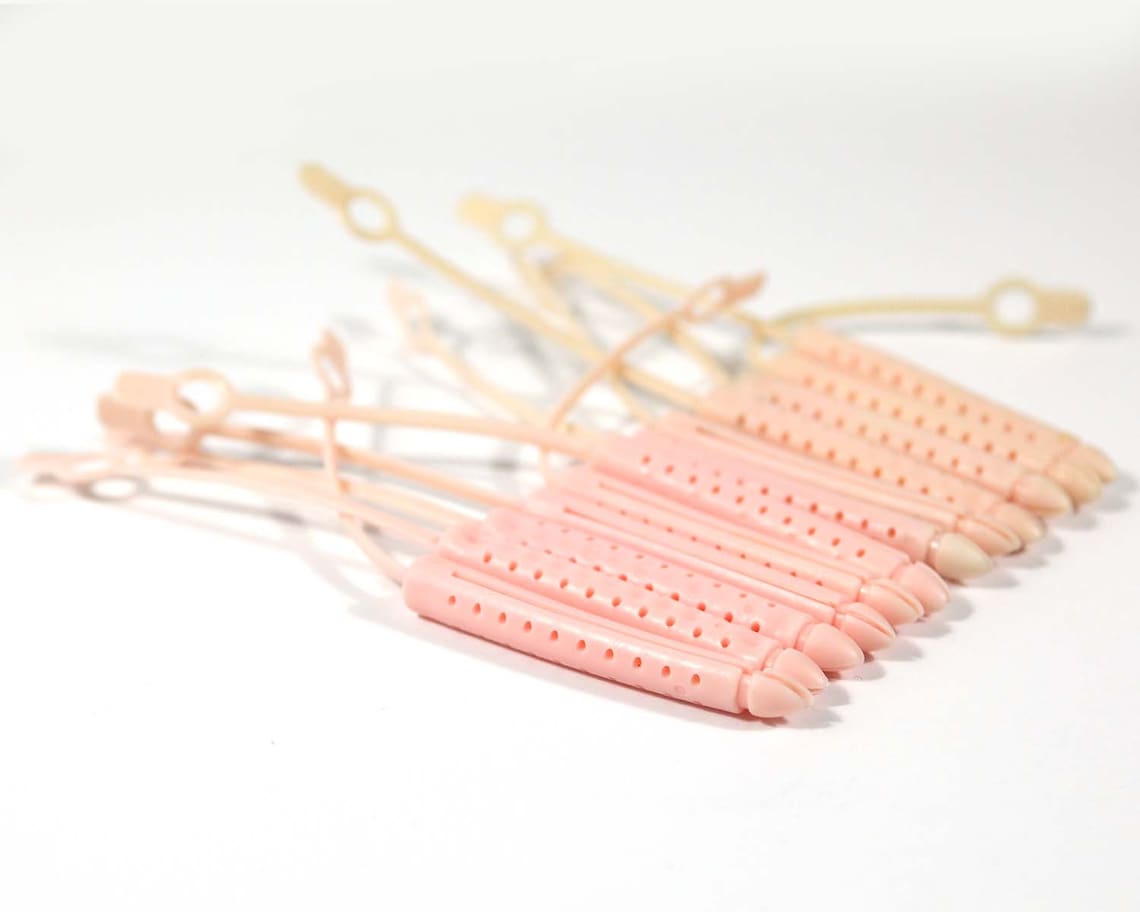 Vintage Pink Curlers Set Of 12 Rubber Hair Rollers Perm Etsy