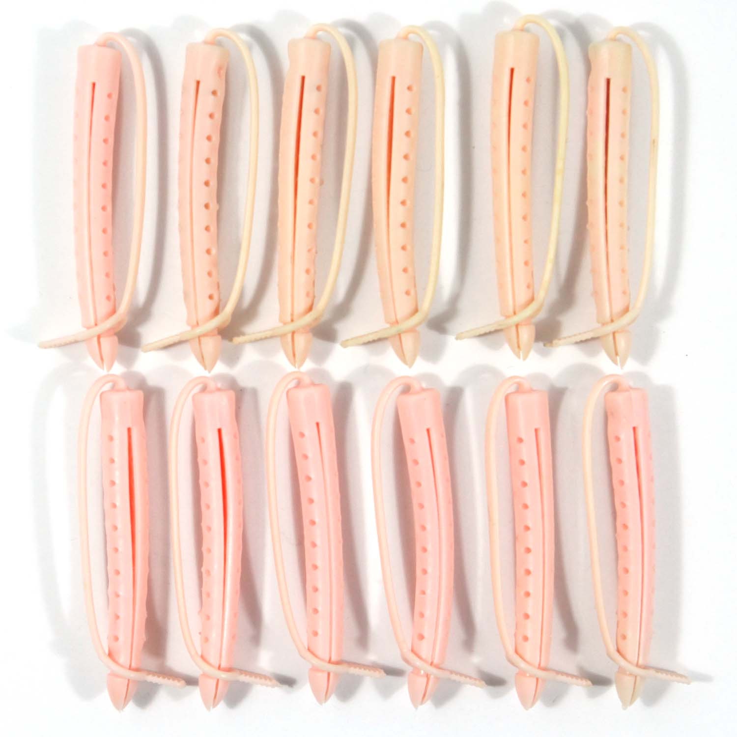 Vintage Pink Curlers Set Of 12 Rubber Hair Rollers Perm Etsy