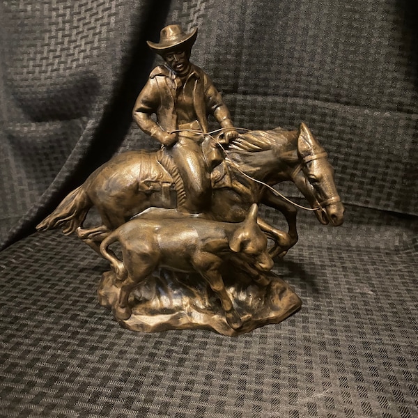 Bronze Cowboy Horse Statue - Etsy