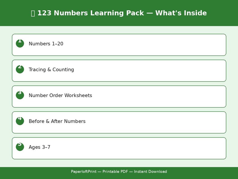 123 Numbers Learning Pack | Tracing, Counting, Ordering Worksheets ...