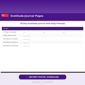 Gratitude Journal Pages | 30-day Daily Prompts (digital Download) - Etsy