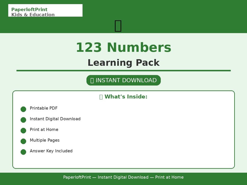 123 Numbers Learning Pack | Tracing, Counting, Ordering Worksheets ...