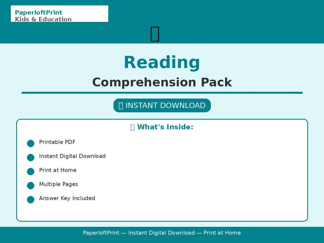 Reading Comprehension Passages Pack | 20 Stories Grades 1-5 (PDF ...