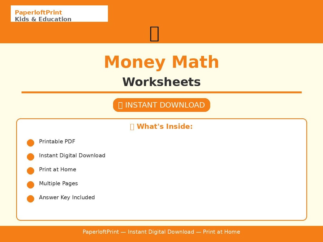 Money Math Worksheets | Counting Coins, Making Change, Shopping (grades ...