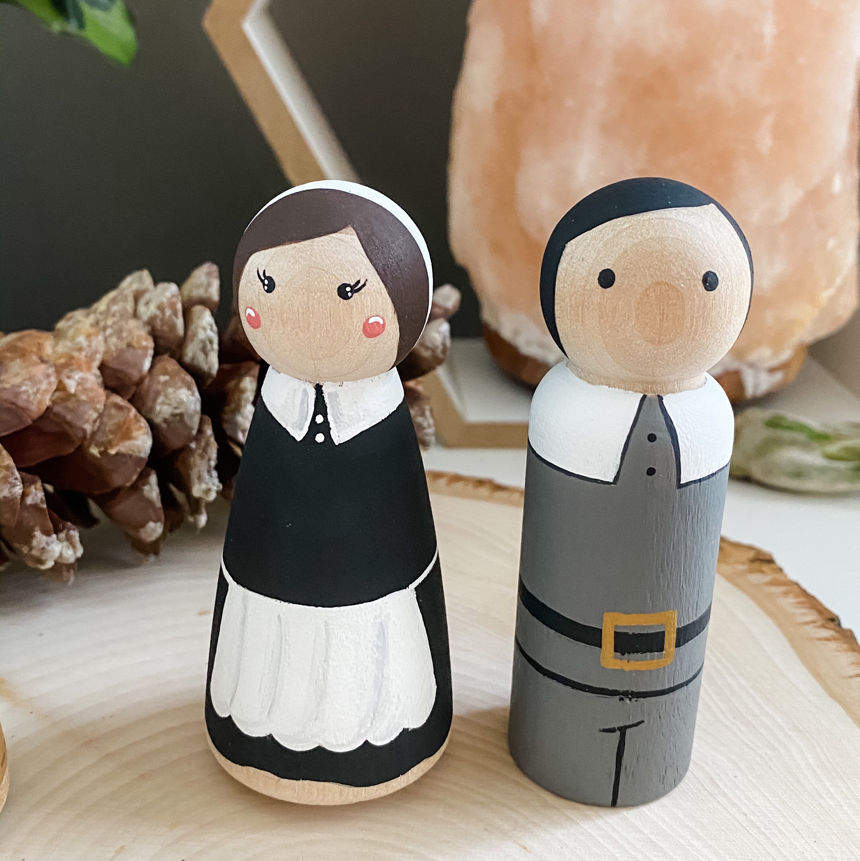 Thanksgiving Wooden Peg Dolls Pilgrim Native American Handpainted - Etsy