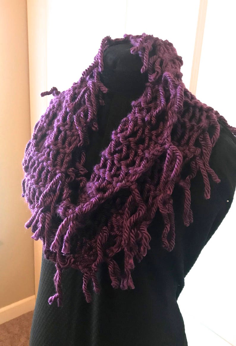 Purple Jumbo Handknit Infinity Scarf. Beautiful Accent to Any | Etsy