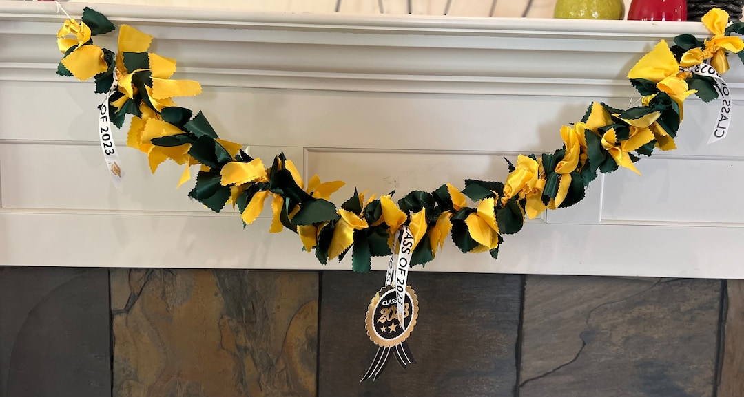 Graduation Satin Garland/bunting in School Colors YOU CHOOSE COLORS ...