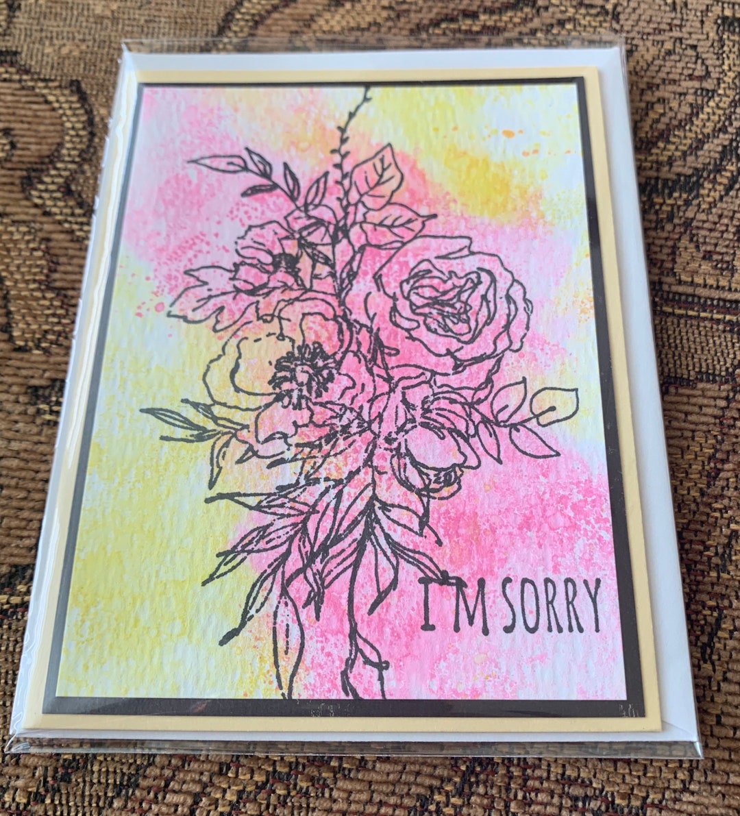 Handmade 'i'm Sorry' Card | Watercolor Floral Sympathy Card - Etsy