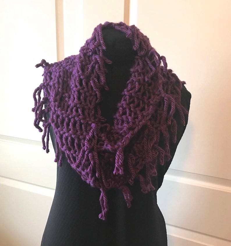 Purple Jumbo Handknit Infinity Scarf. Beautiful Accent to Any | Etsy
