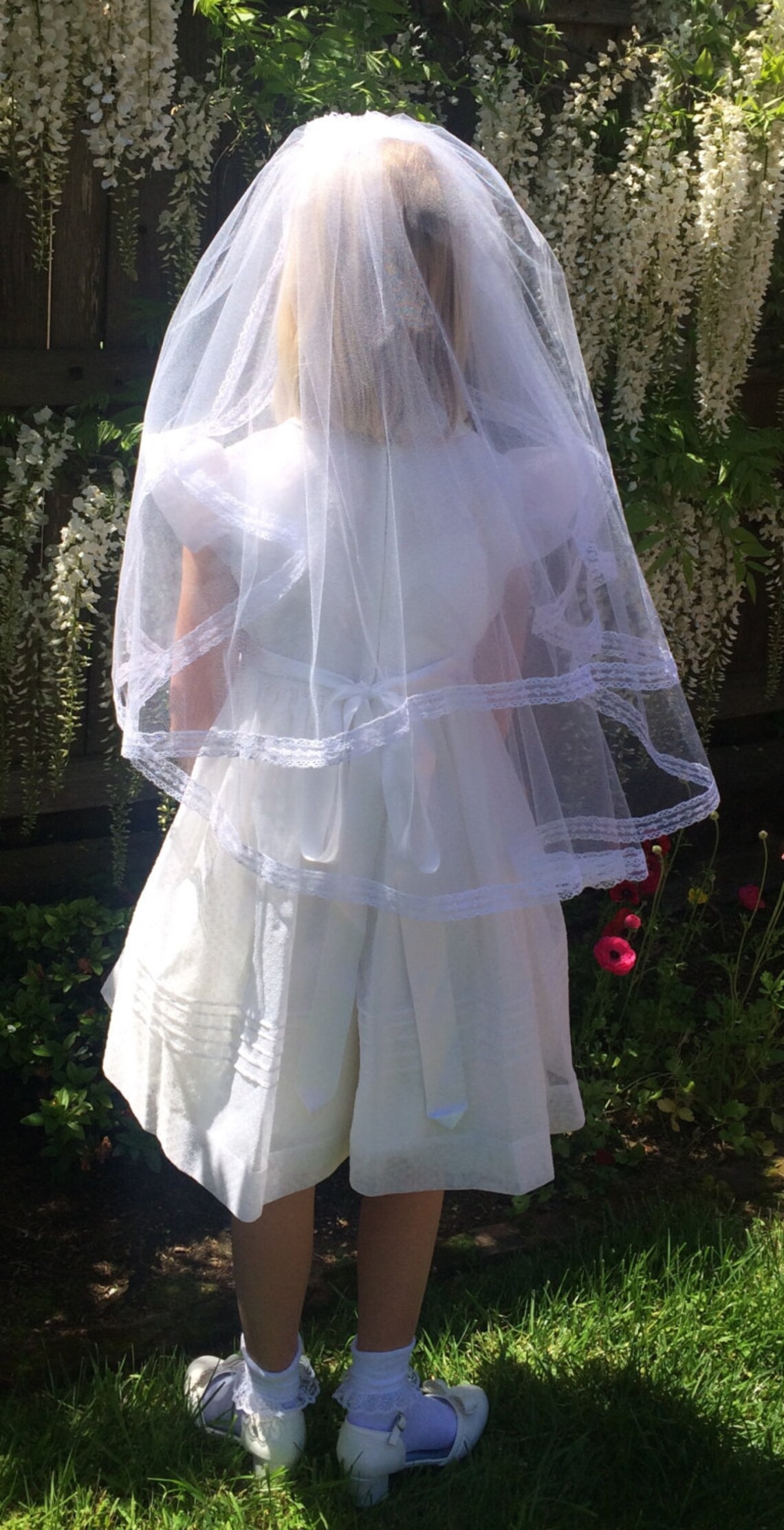 Two Layer First Communion Veil in White or Ivory Tulle With - Etsy Two Layer First Communion Veil in White or Ivory Tulle With - Etsy