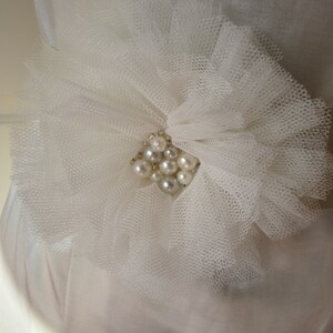 Ivory Tulle/pearl Flower Bridal-wedding Dress Sash. Large Handmade ...