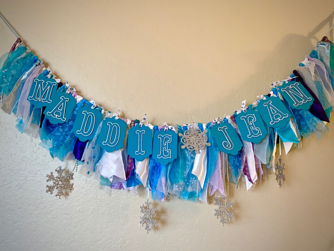 Frozen Snow Queen Rag Banner: Sparkle Fabric Garland With Snowflakes - Etsy