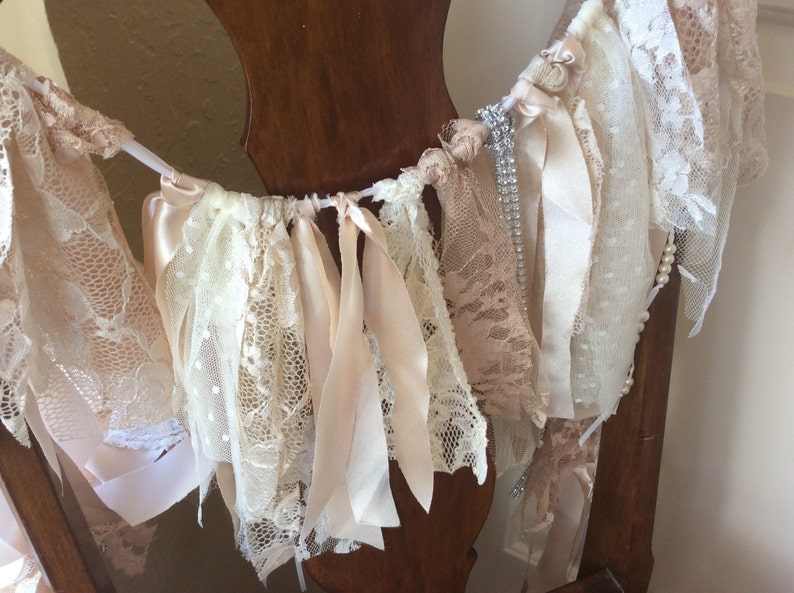 Personalized Chalkboard Heart on Champagne and Ivory Lace Rag - Etsy