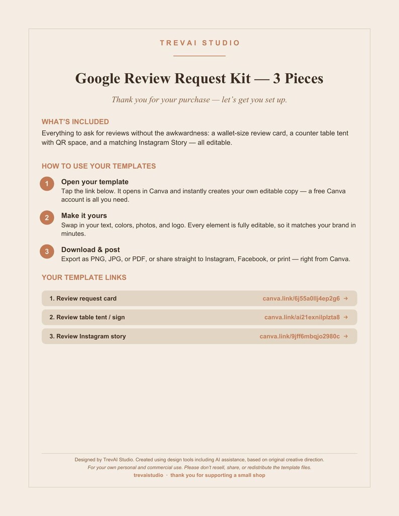 Google Review Request Kit — Editable Canva Templates to Get More 5-star ...