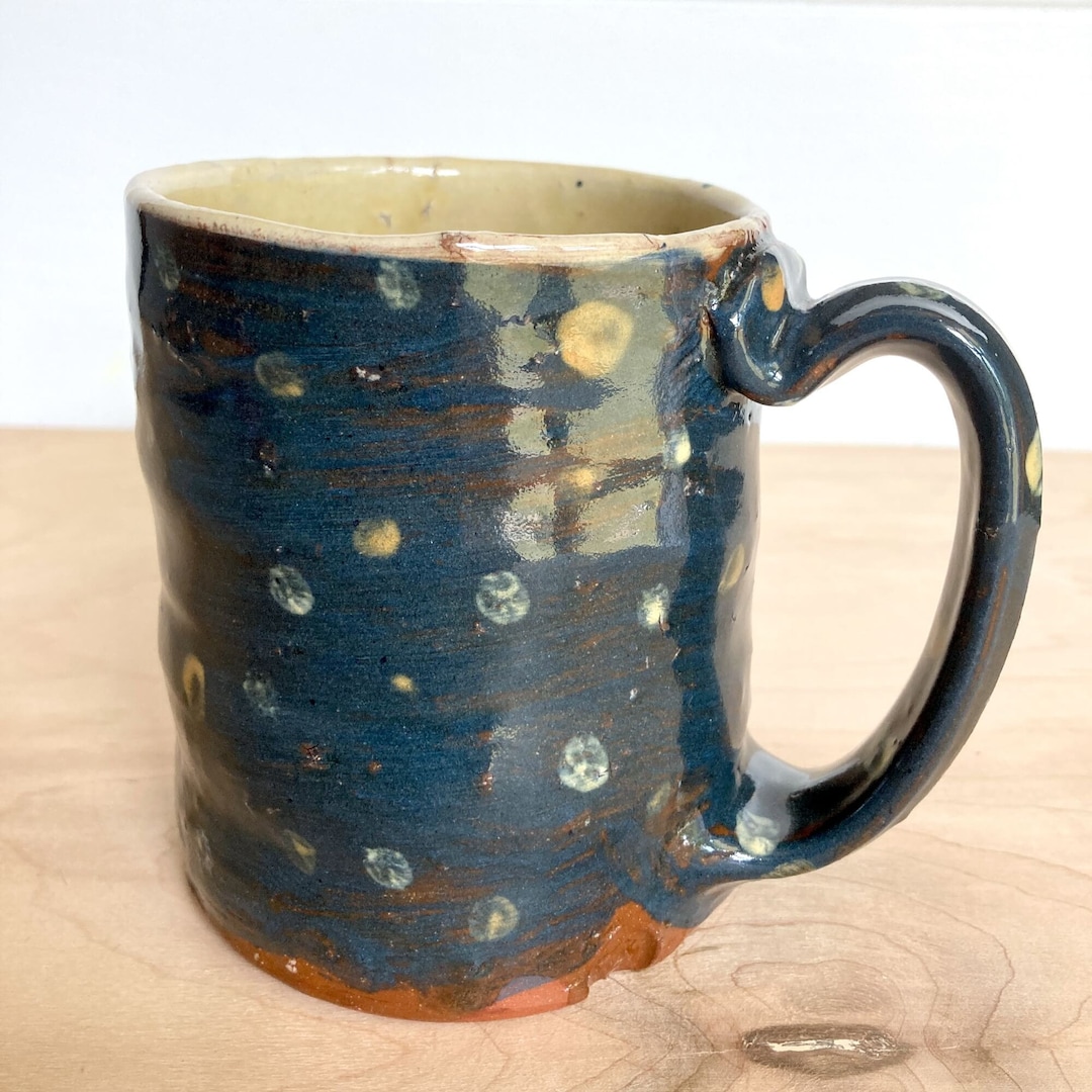 Starry Night Mug With Blue Background and Yellow Stars, Handmade Mug ...