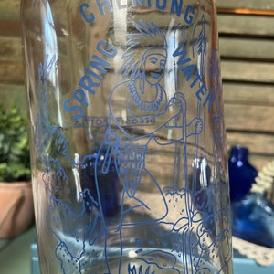 Chemung Spring Water 84 Oz Bottle Blue Decal on Clear Glass Native ...