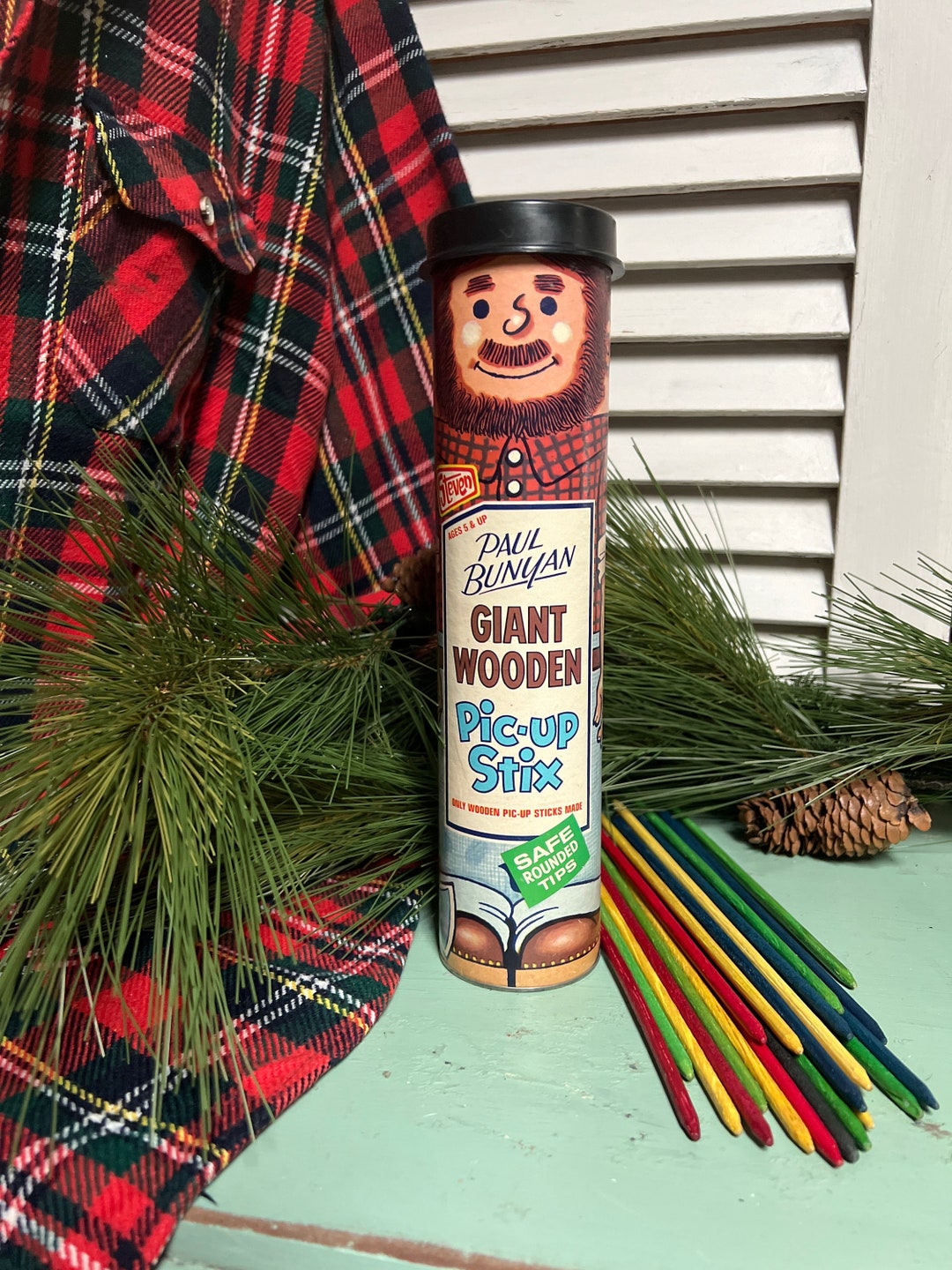 Vintage 1978 Paul Bunyon Pic-up Sticks Game Canister 21 Sticks - Etsy