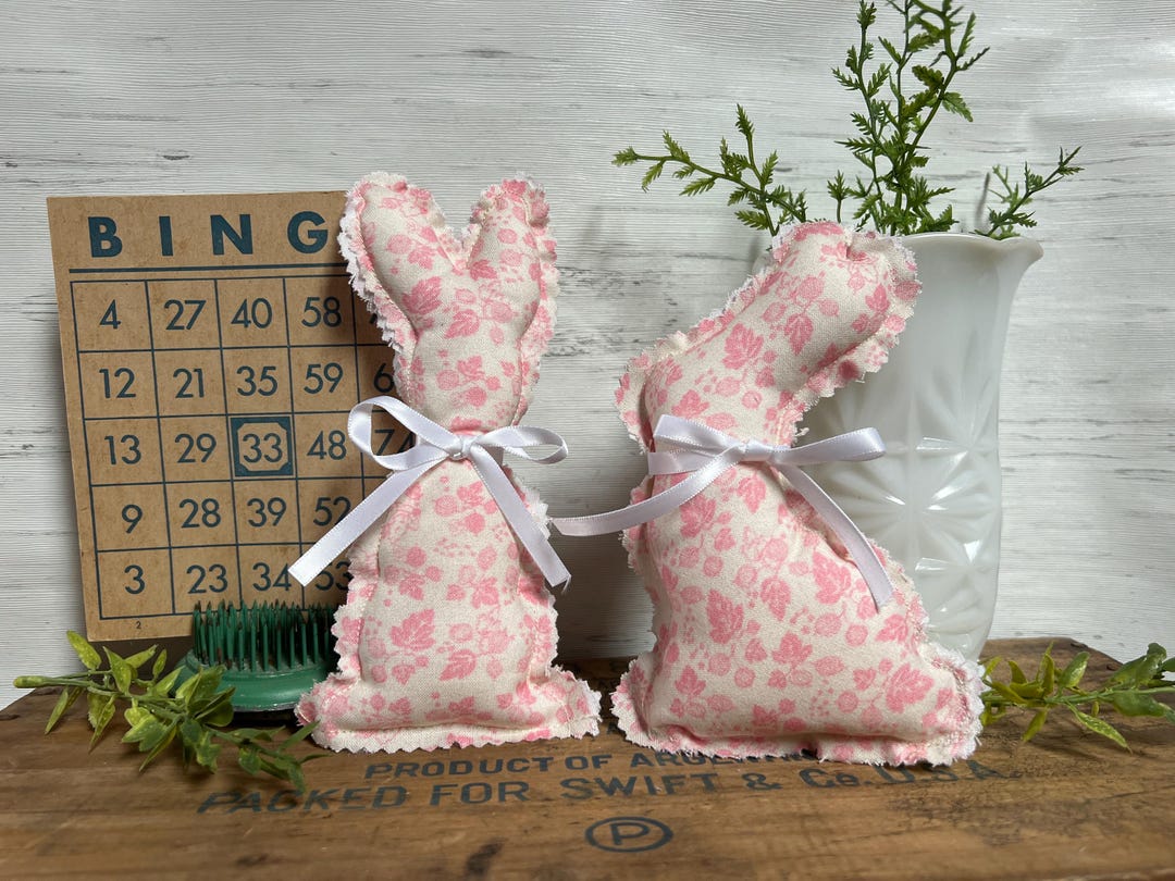 Pink Gooseberry Pyrex Inspired Stuffed Fabric Bunnies * Rabbits * Bunny ...